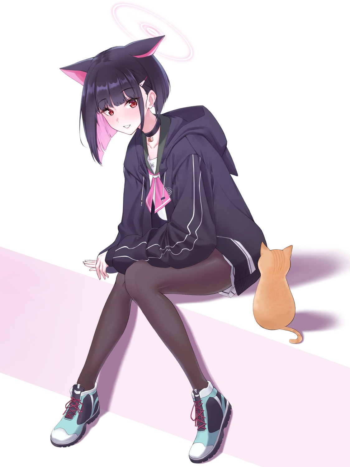 mintz912 blue archive kyouyama kazusa animal ears halo neko nekomimi pantyhose seifuku ...